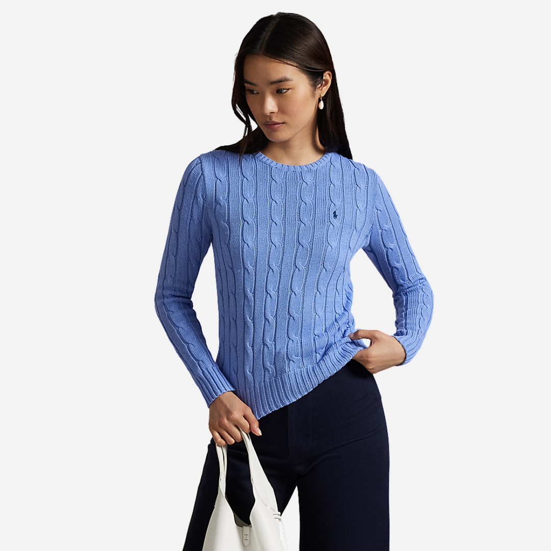 Julianna Cable-knit Cotton Crewneck Sweater - New Litchfield Blue ...