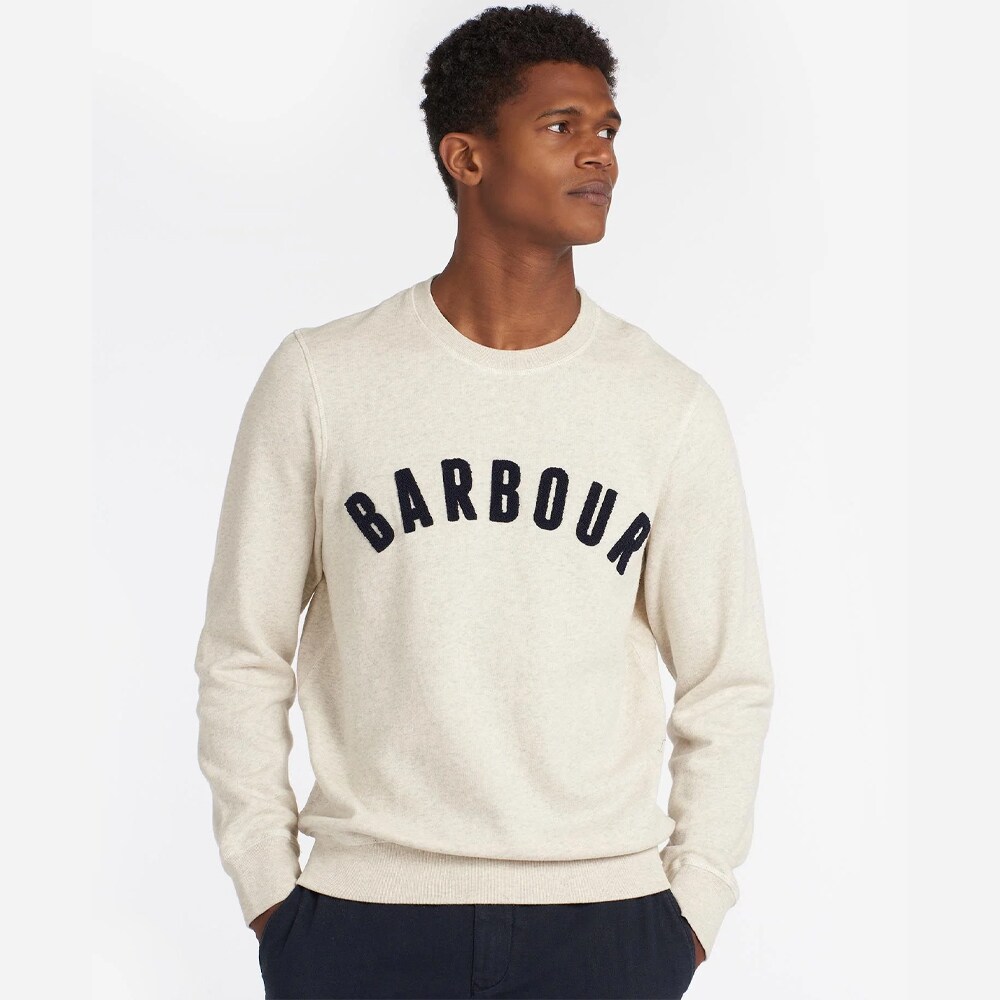Prep Logo Crew Sweater - Ecru Marl | Barbour
